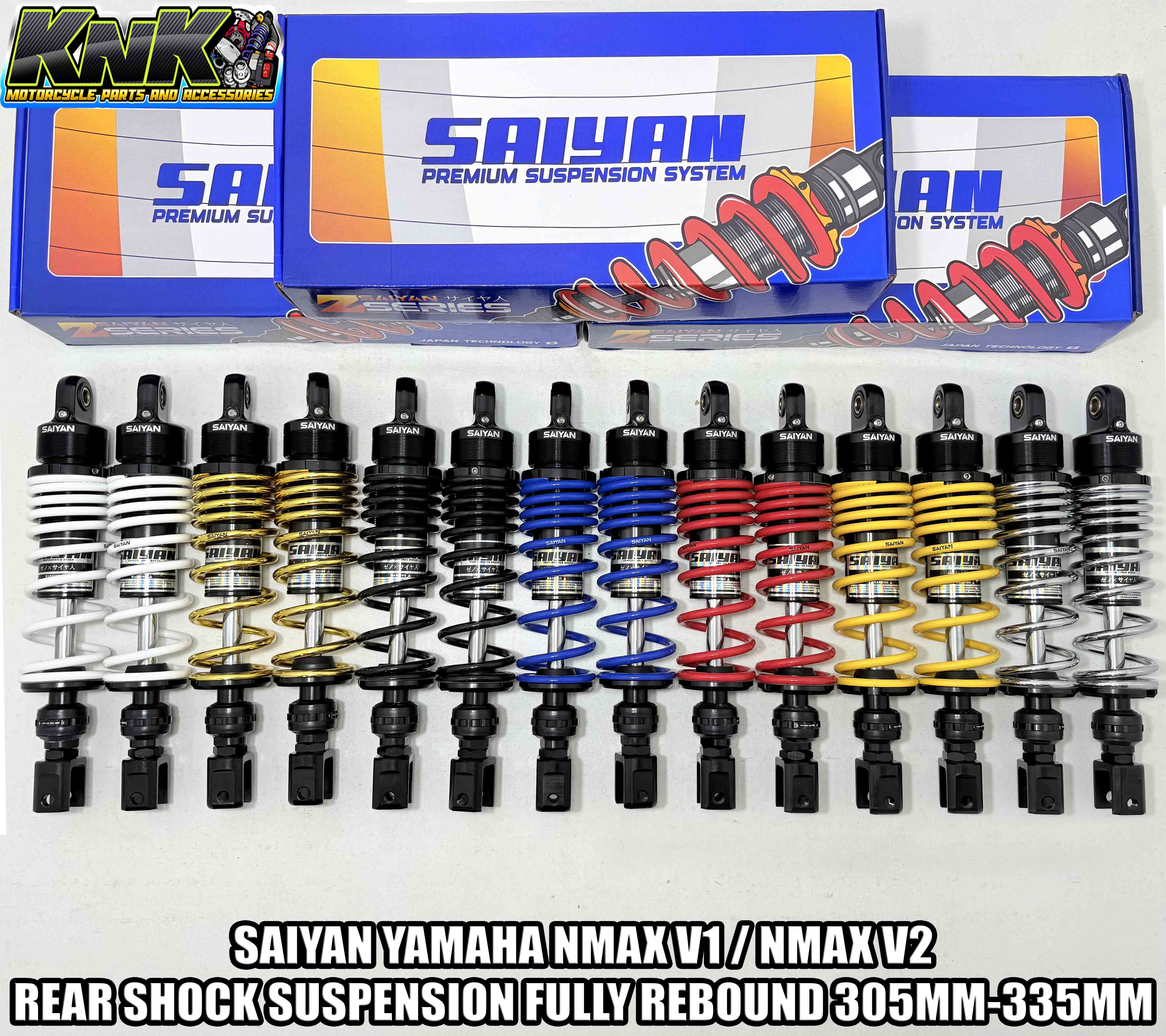 SAIYAN SUSPENSION FULLY REBOUND 305MM-335MM FOR AEROX NMAX V2 NMAX V1 ...