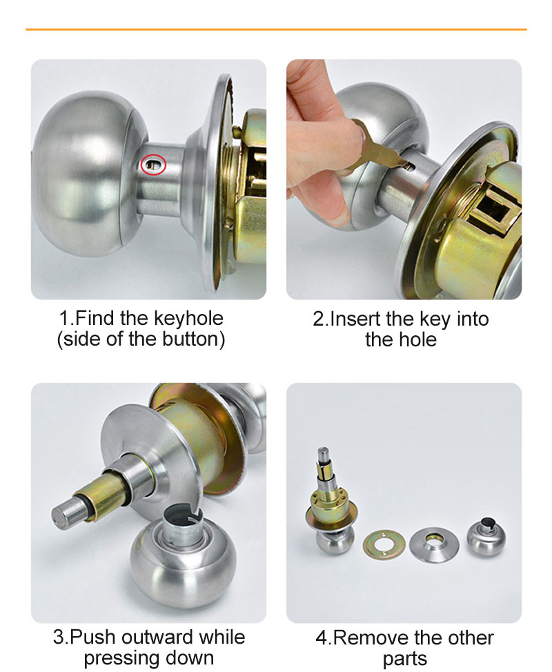C&K Door Knob Lock 587/5791 Stainless Steel Spherical Door Lock Round Handle With 3 Keys ...