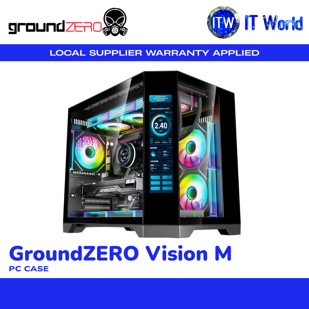 GroundZERO Vision M Dual Chamber Micro ATX Chassis with LCD Display | itw | Shopee Malaysia