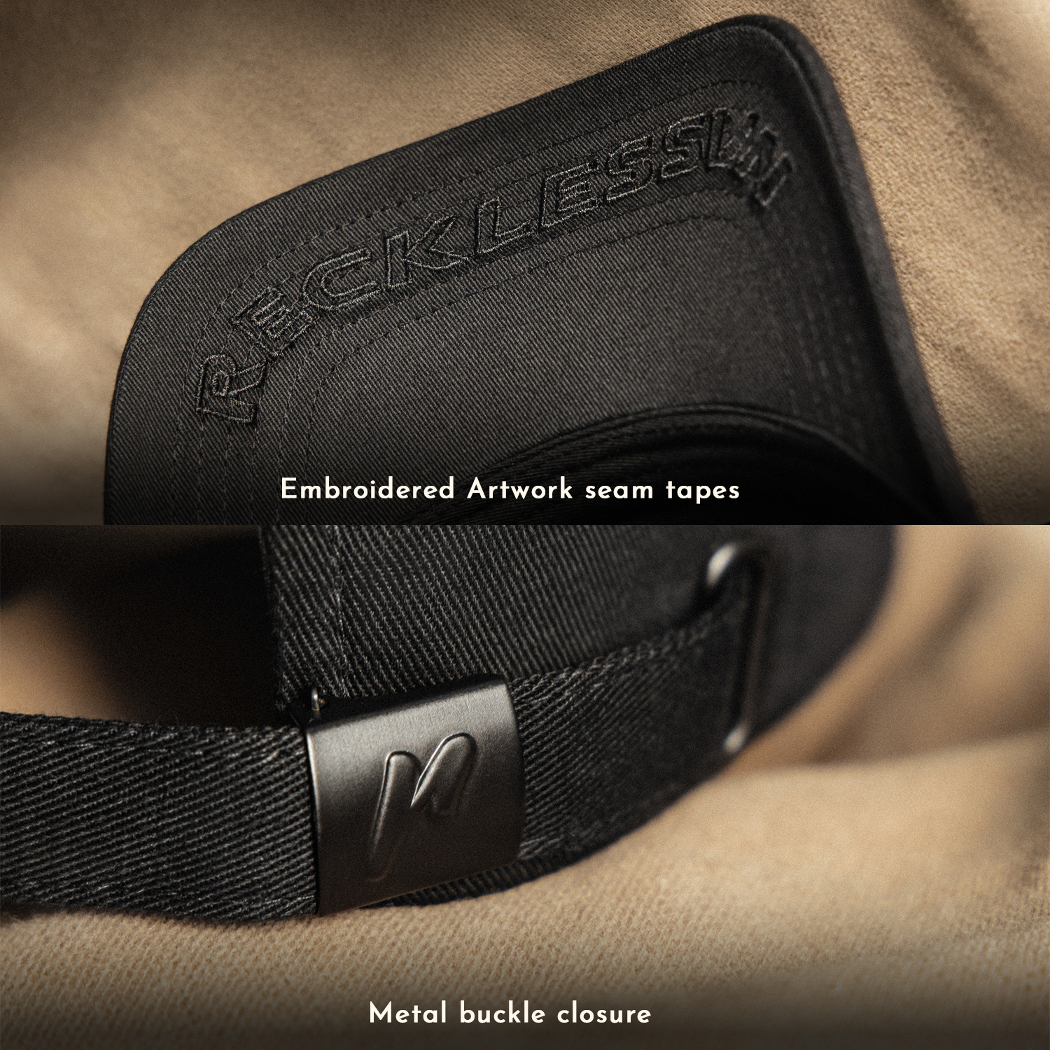 Reckless Cap - 3D Signature BallCap - Cotton Khaki Fabric | Shopee Malaysia