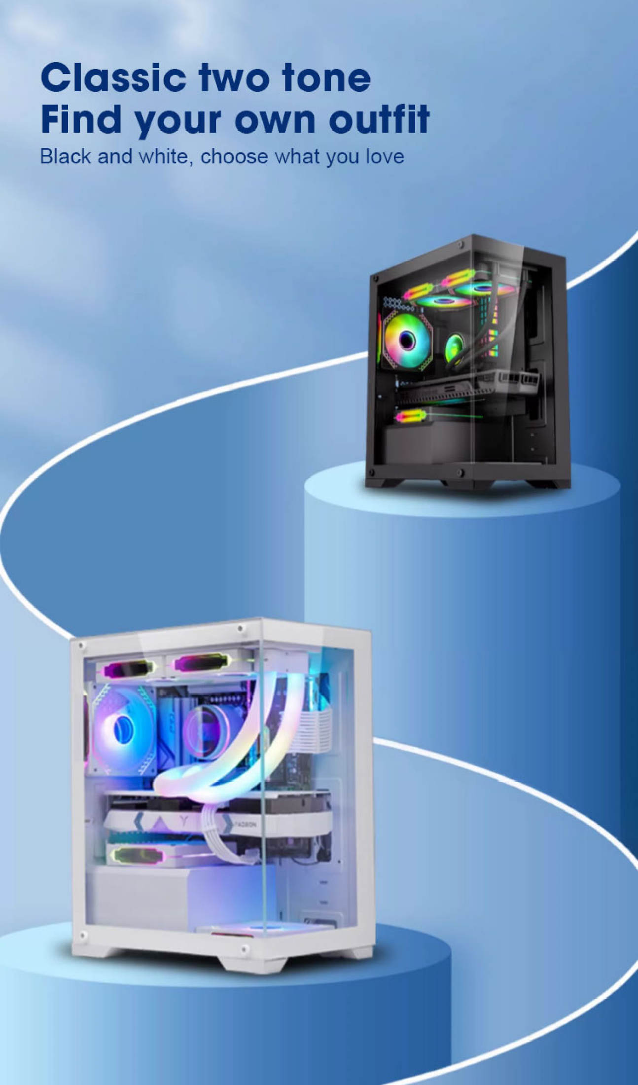 Pc Case Gaming Computer Case with Fan White Glass Inplay Seaview Palace ...