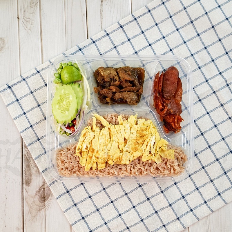 Clear Bento Box Tray 2/3/4/5 Grid Partition With Plastic Lid ...