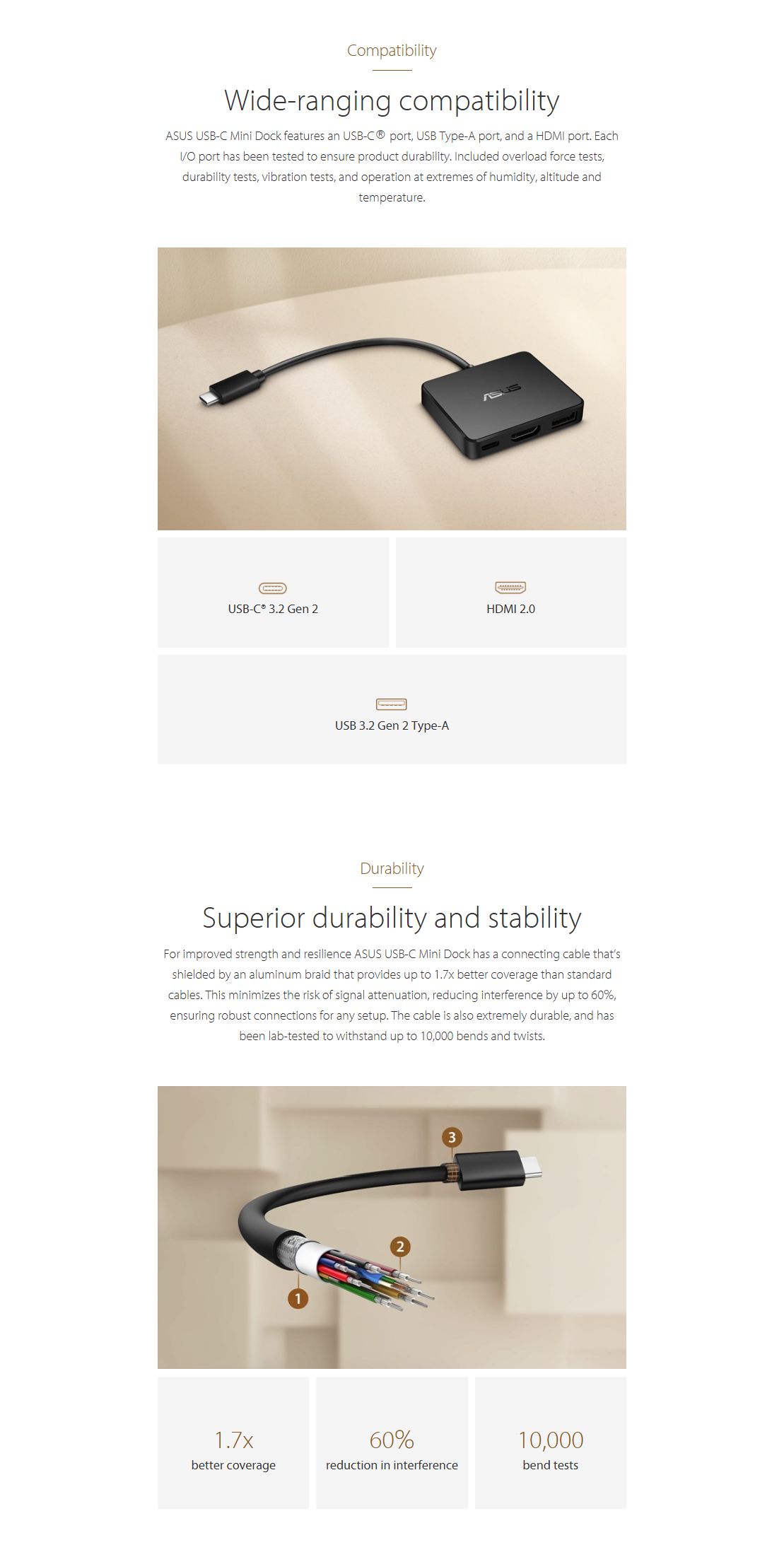 Asus USB-C Mini Dock Dual 4k Display Output Docking Station (DC100 ...