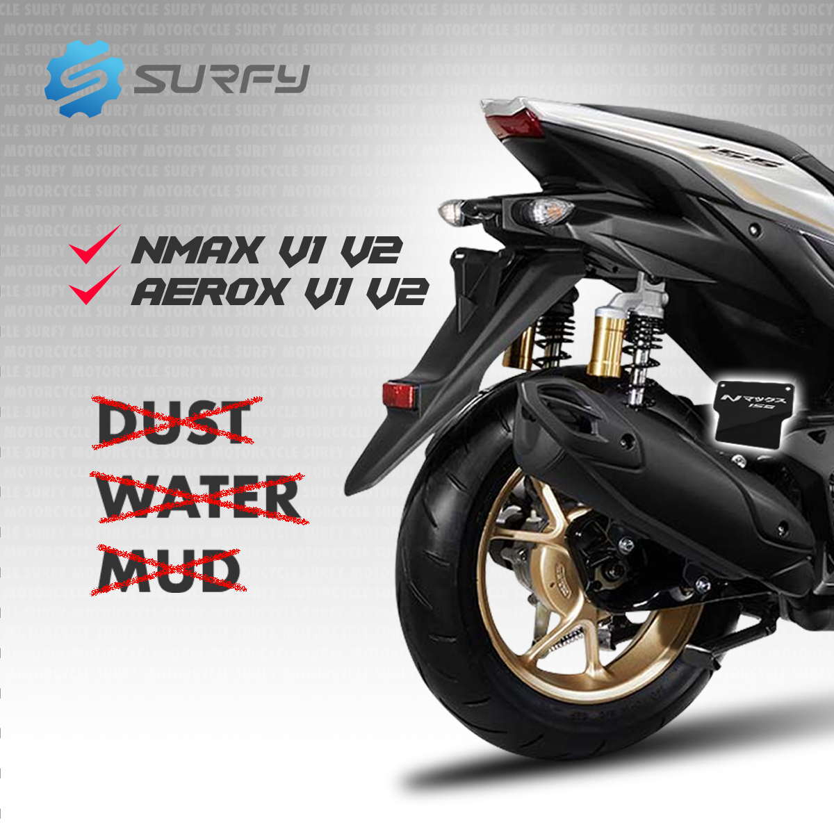 YAMAHA Nmax V1 V2 Mud Flap Acrylic Japanese Font Design 3mm Heavy Duty ...