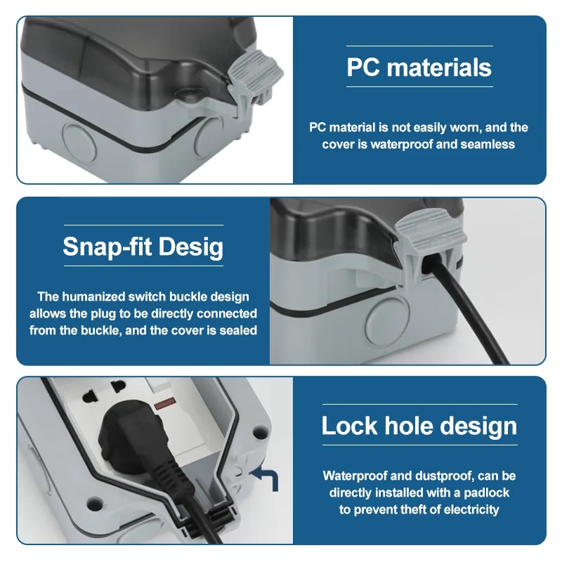 Outdoor Waterproof Socket Outdoor IP66 Surface Mount Rainproof Outdoor ...