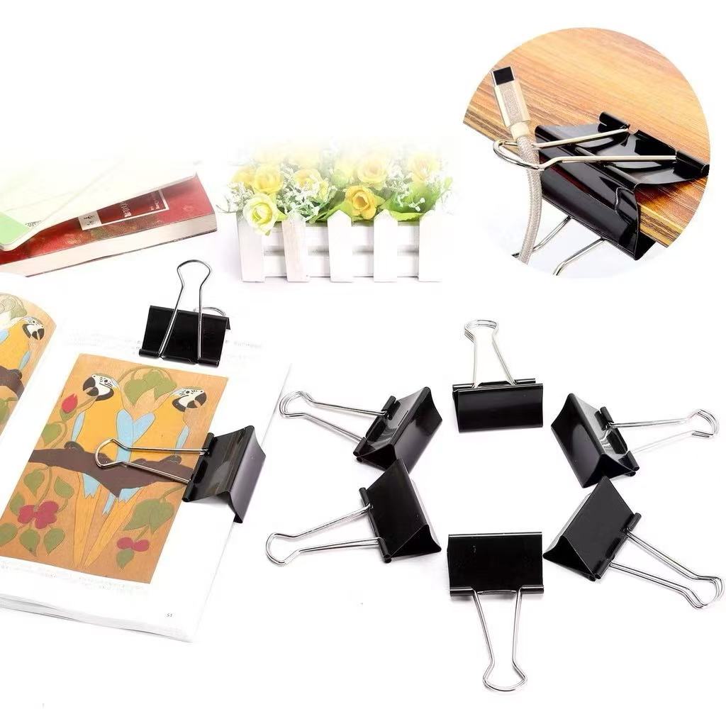12PCS per box Black Binder Clips Black dovetail clip Binder paper clip ...
