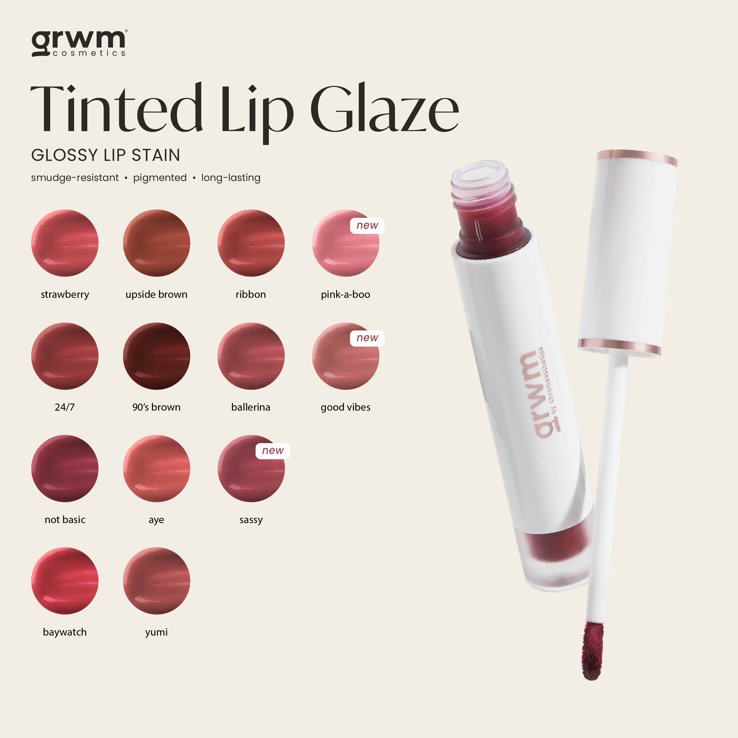 GRWM Cosmetics Tinted Lip Glaze - Glossy Lip Stain | Shopee Malaysia