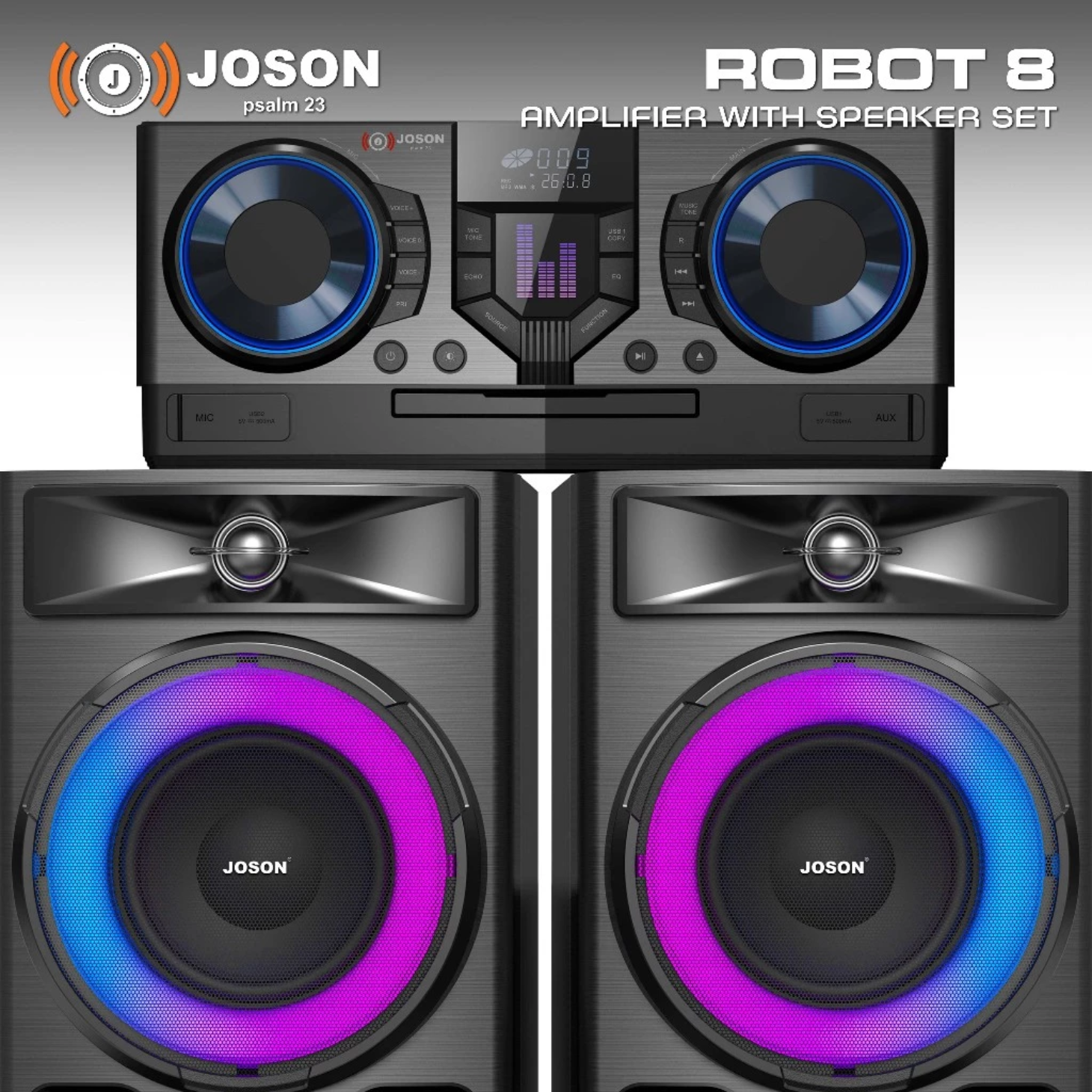 Joson ROBOT-8 Dual 8" Mini Hifi System Channel Sound Amplifier | Shopee ...