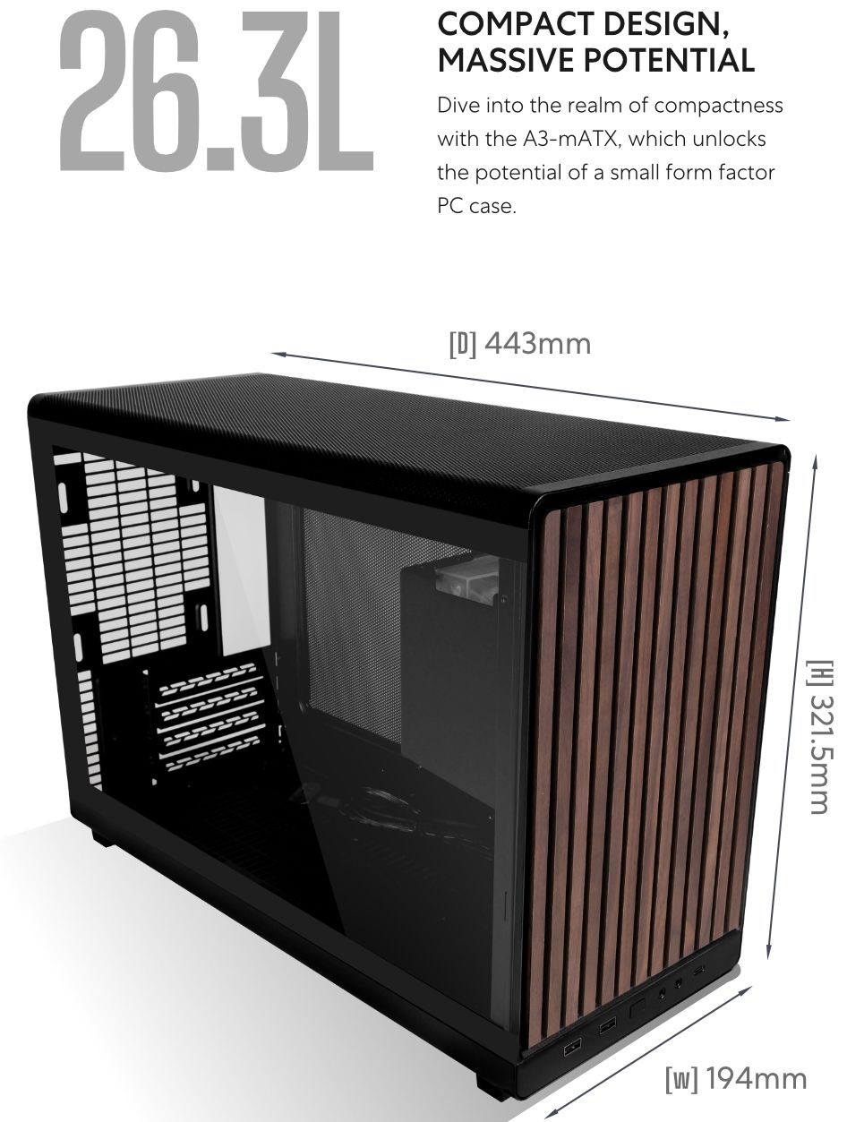 Lian Li Computer PC Case A3-mATX Wooden Front Panel Glass Side Panel ...