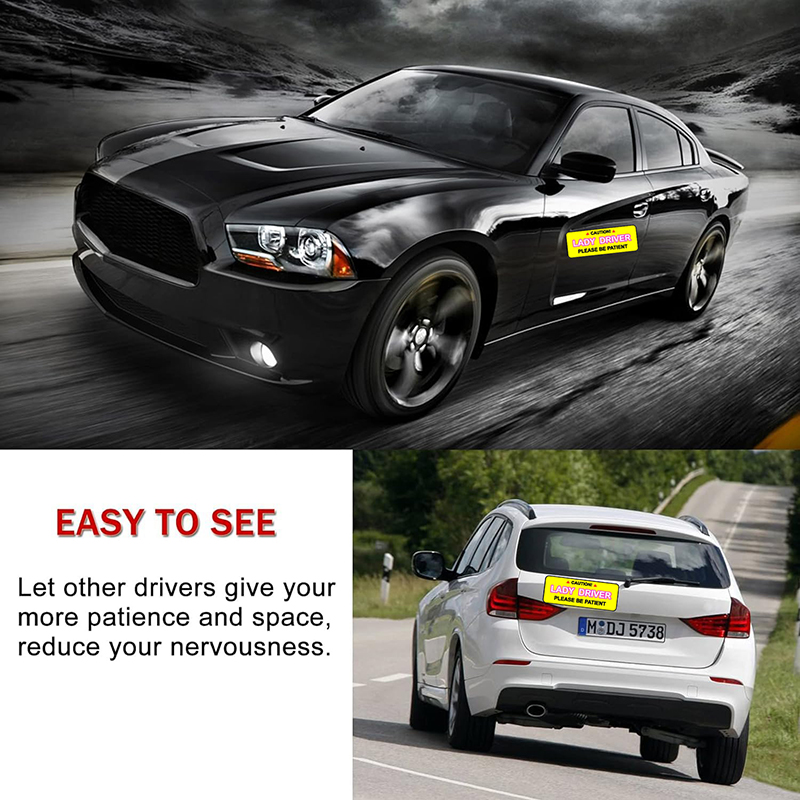 Lady Driver Sign Magnetic Reflective Novice Driver Stickers New Driver ...