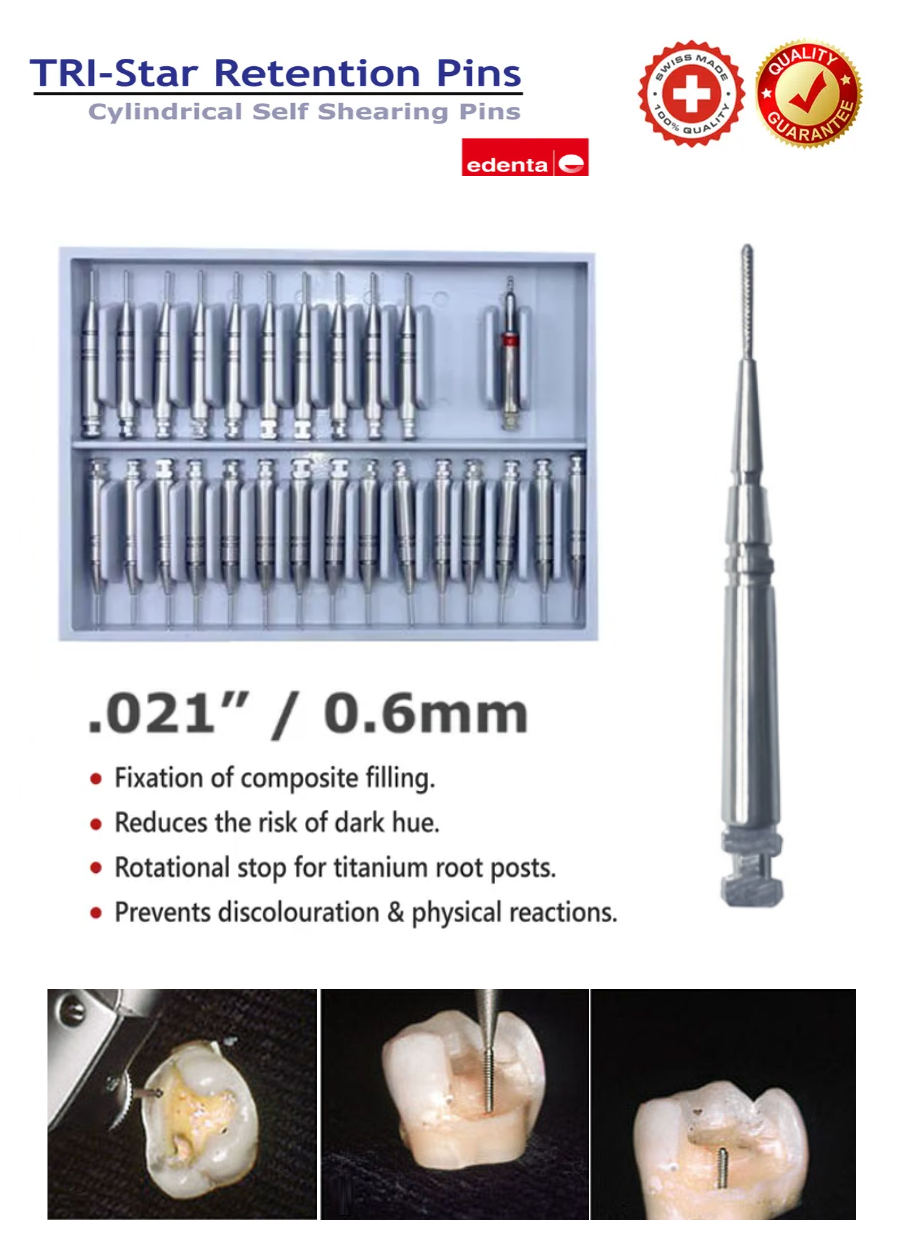 Tri-Star Retention Pin [Edenta/Swiss] Dental retention pin Providing ...