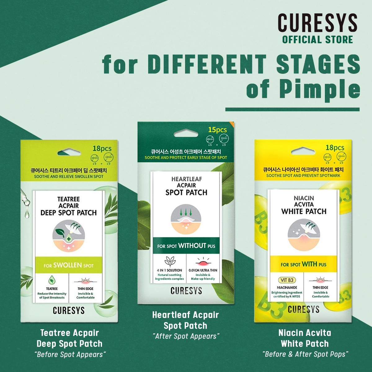 Curesys Heartleaf Acpair Pimple Patch (SPOT WITHOUT PUS) | Shopee Malaysia