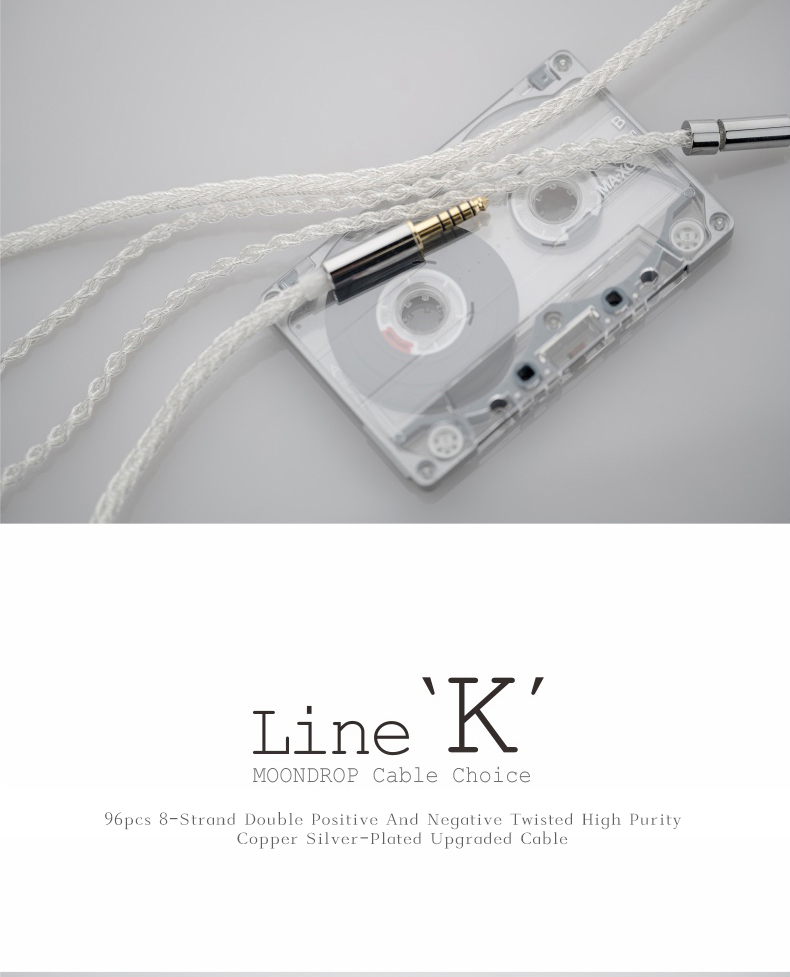 Moondrop Line K 3.5mm Silver Plated Copper 96-Core Twisted Upgrade ...