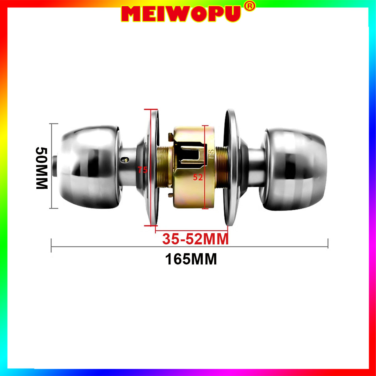 Spherical Door Lock Bathroom Gold And Silver With Double Tongue 60mm ...