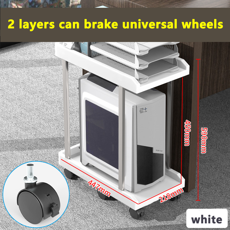 2 Layers CPU Stand Heavy Duty Holder Storage Base Rack Mobile Desktop ...