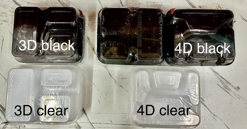10pcs Plastic Microwavable container 2D/3D/4D Take out in black clear ...
