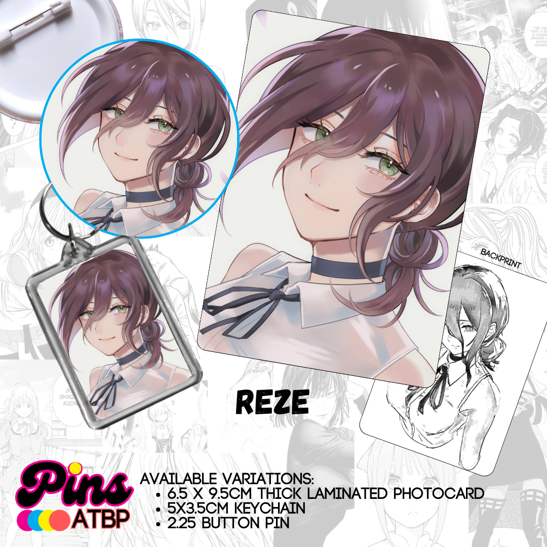 Reze Chainsaw Man Anime Collectible Photocard Button Pin Keychain ...