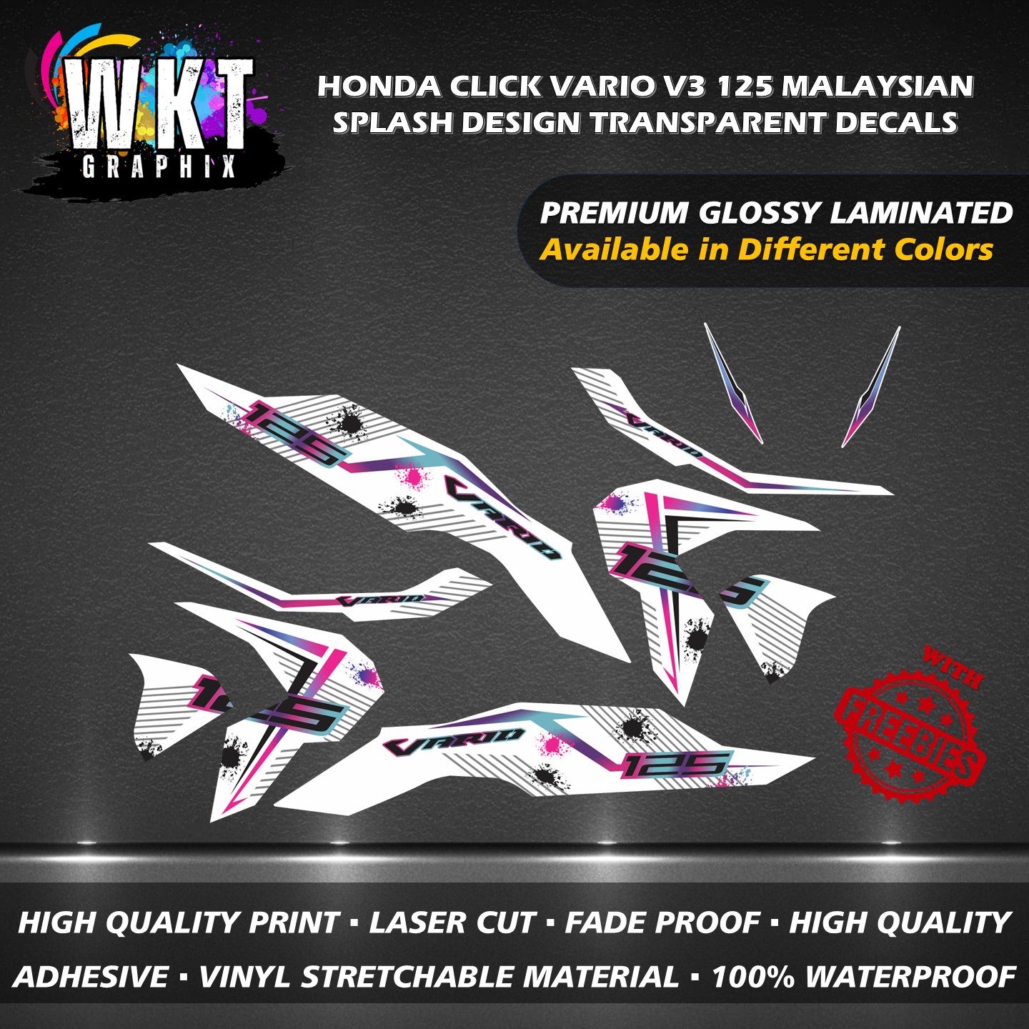 HONDA CLICK VARIO V3 125 MALAYSIAN SPLASH DESIGN TRANSPARENT DECALS ...