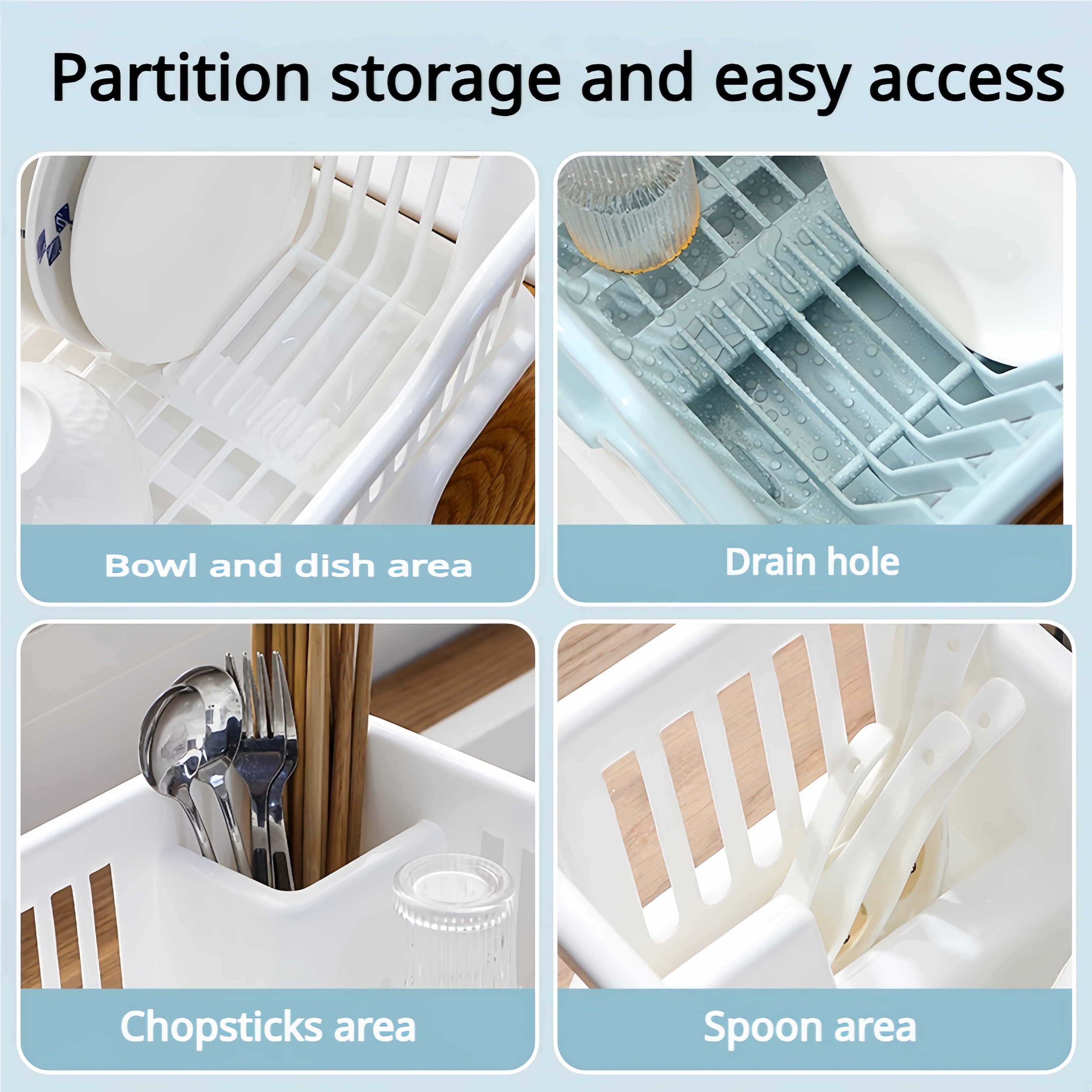 ROMART Plate Organizer Kitchen Sink Storage Drainage Baskets Dish Bowl ...