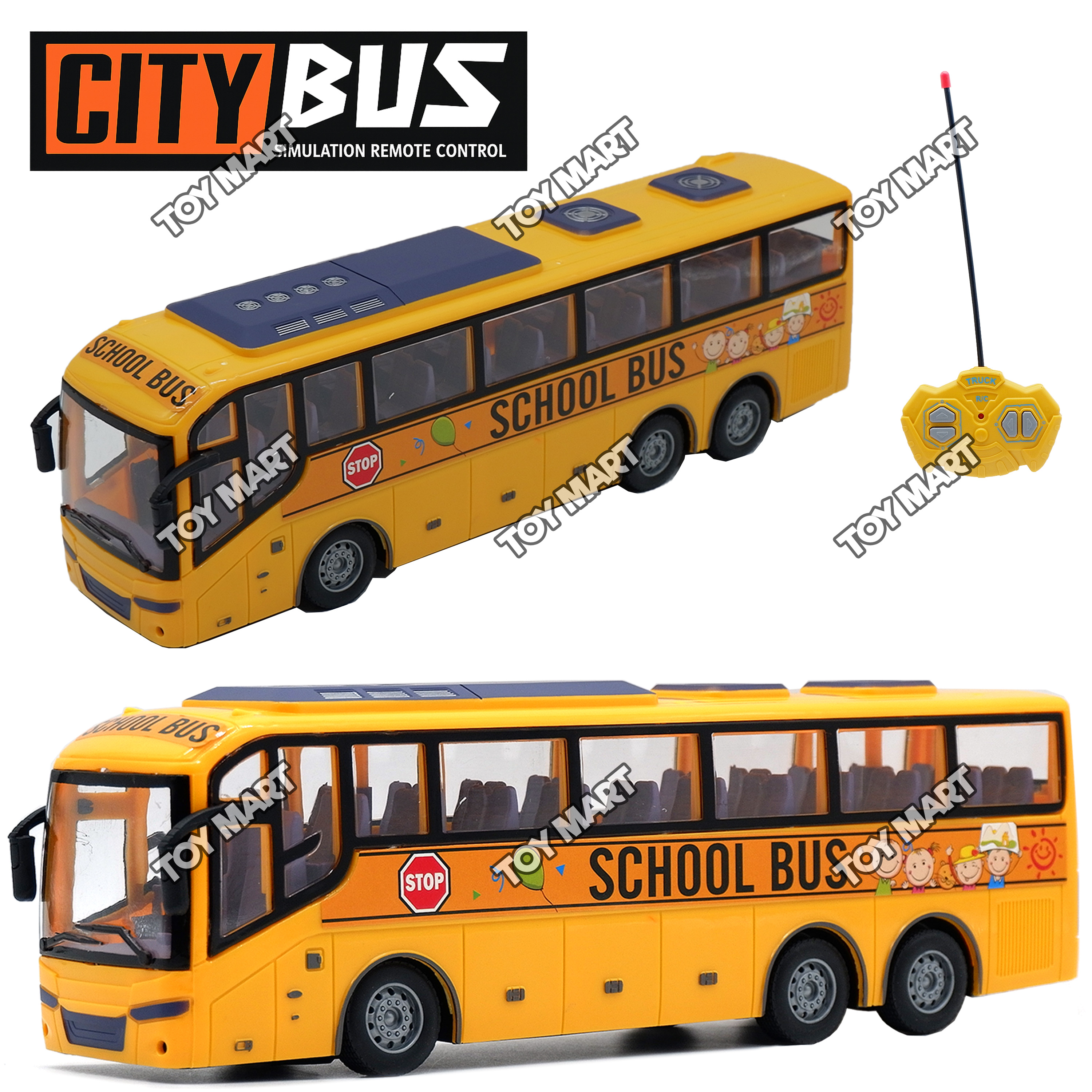 Remote Control 1:30 Scale School Bus City Bus Toy Set 27MHz with Light ...