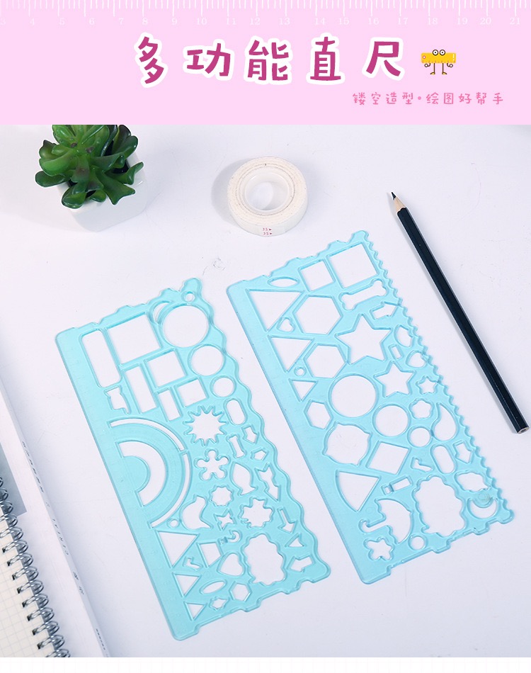 KAP.CAT 2in1 Shapes Stencil Ruler Drawing Template School supplies ...