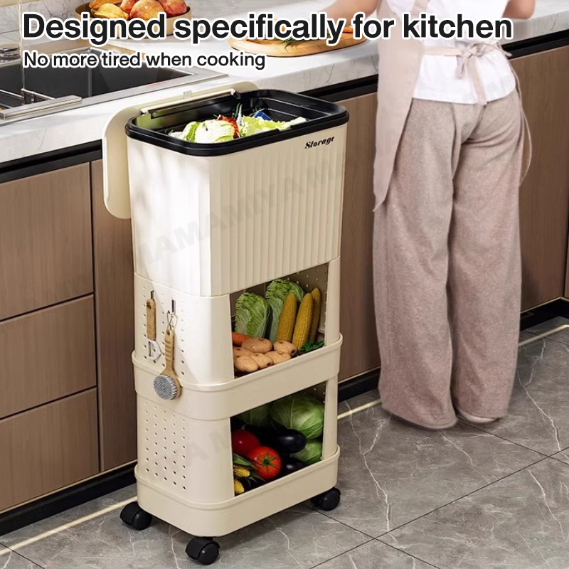 Multi Size Nordic Movable Trash Bin Multifunctional tall with Lid ...