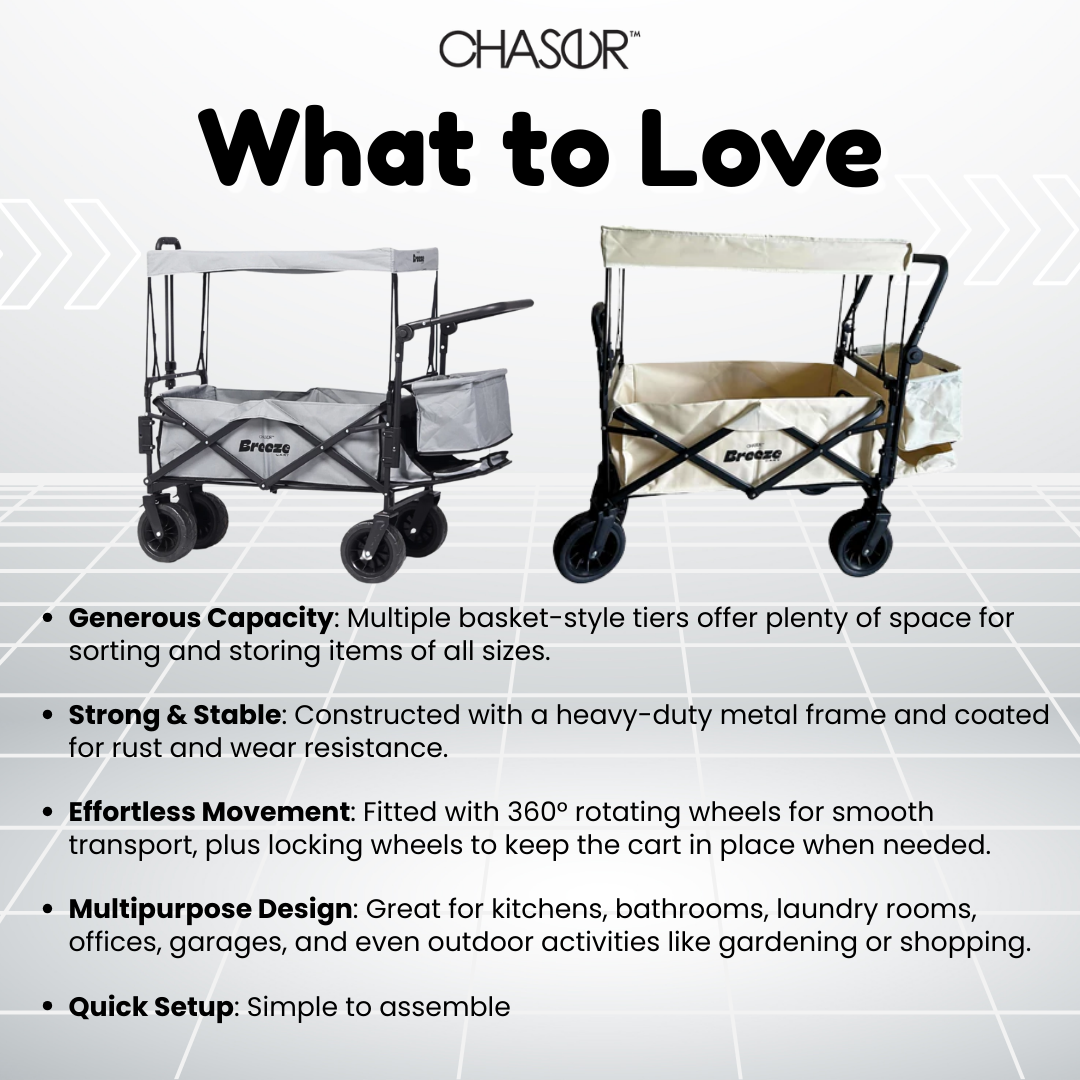 Chaser Breeze Wagon Stroller Cart for Outdoor Push & Pull Stroller with ...