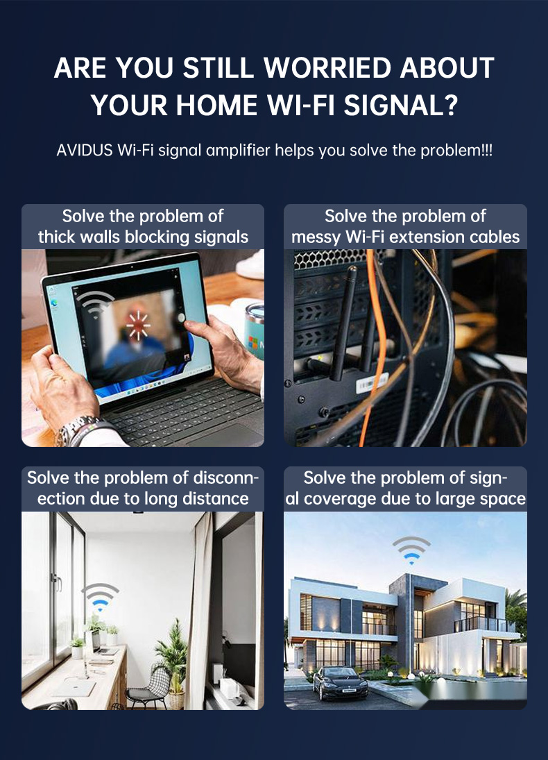 V380 PRO 1200Mbps 2.4G/5G 6 Antennas WiFi Repeater Wireless Internet ...