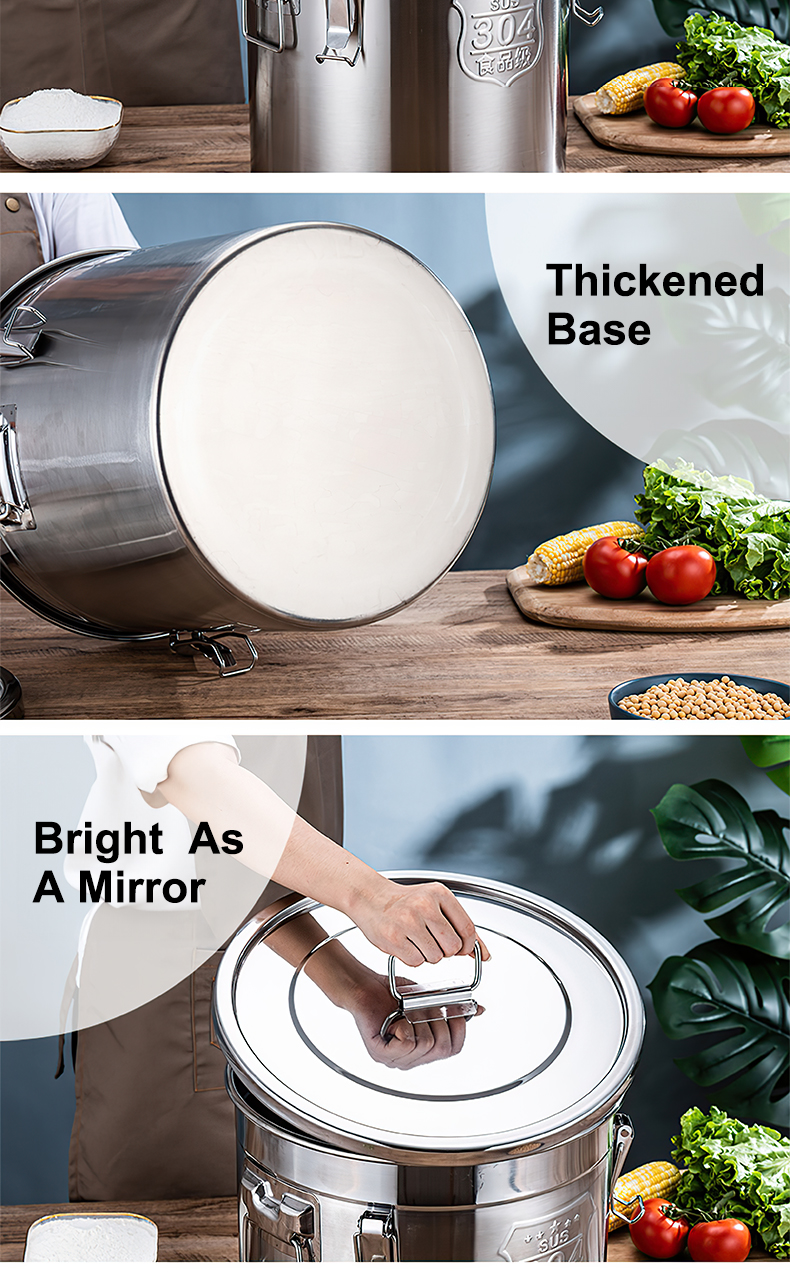 304 Stainless Food Storage Dispensers Rice Sealed Barrel Container ...