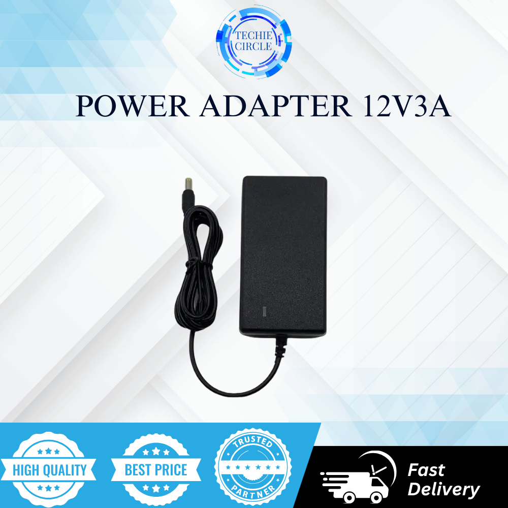 Techie Circle 12V3A Power Adapter U.S. Standard LED Lamp 36W/ Monitor ...