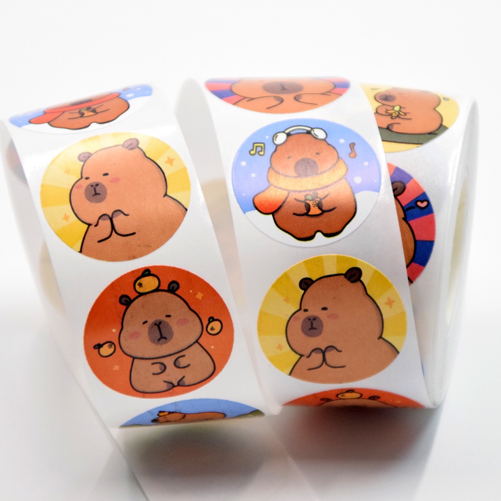 500PCS 2.5cm Reward Stickers cute cartoon fat capybara Sticker Rolls ...