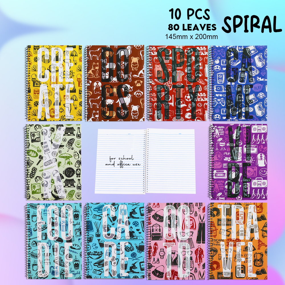FCI Spiral Notebook with New Assorted Upgraded Cool Design 80 leaves ...