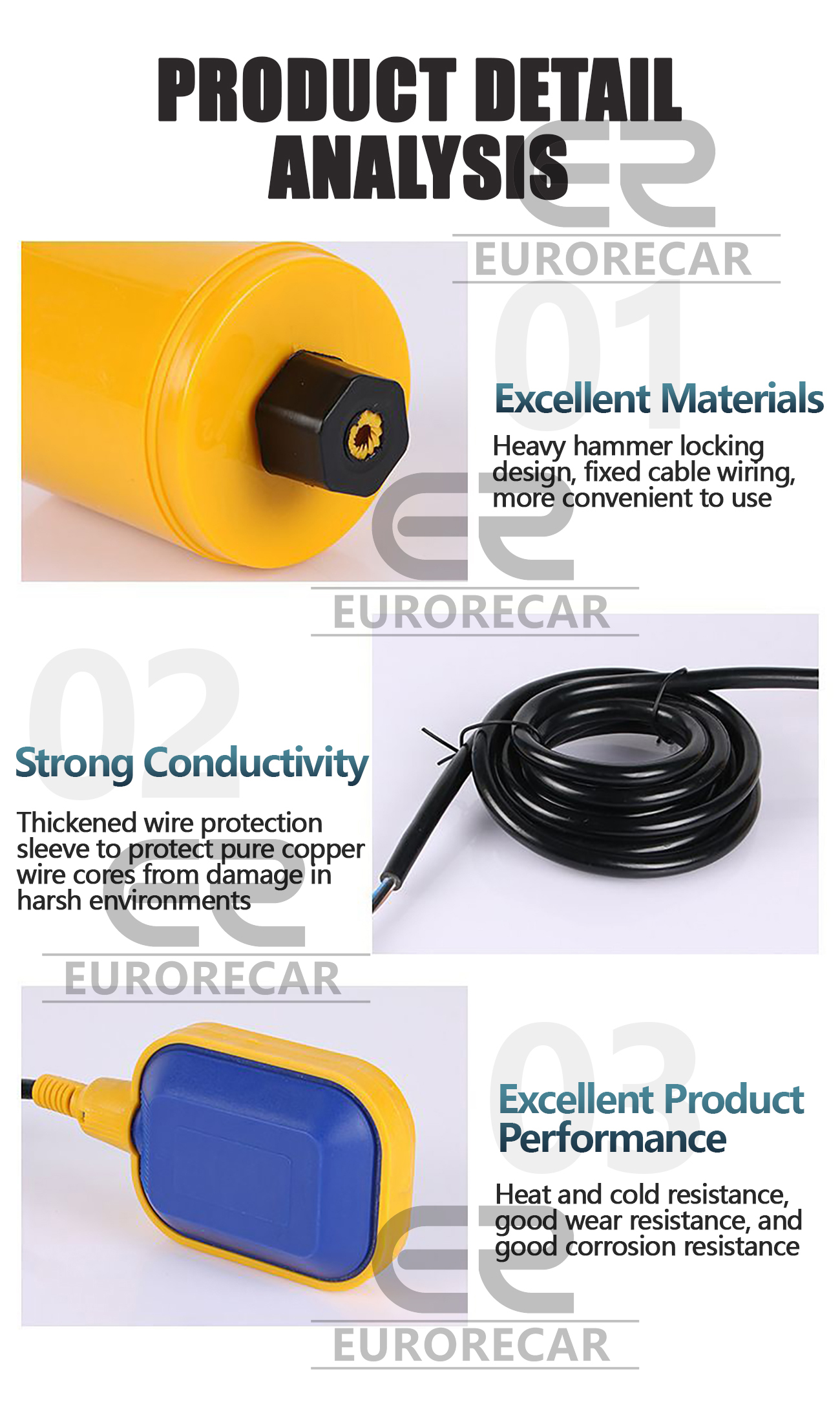 Float Switch Water Level Controller 1M 3M 6M 15M Electrical Water Level ...