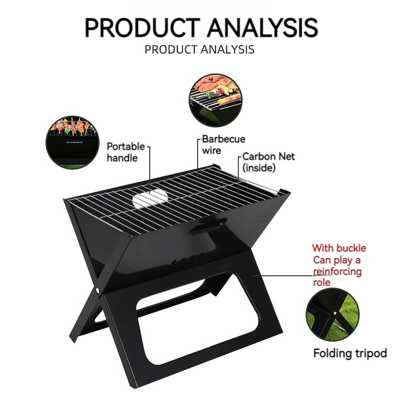 Outdoor BBQ Griller Portable Stainless Grill Pits Foldable Large BBQ ...