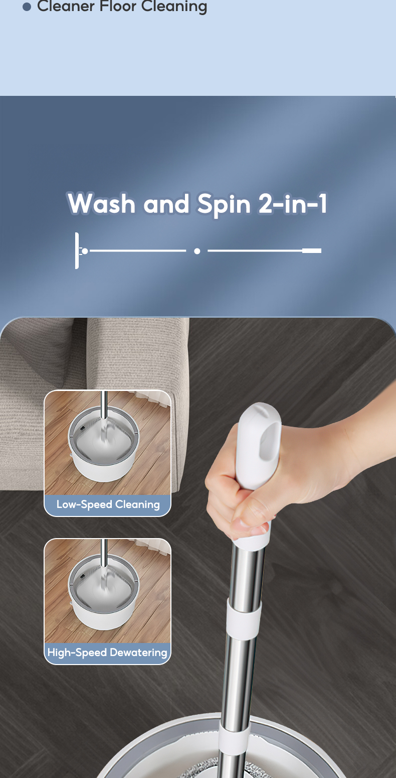 Mop With Spinner & Squeezer and Bucket for Floor Spin Mop heavy duty ...