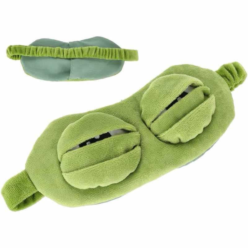 Soft Portable Travel Sleep Eye Masks Sad Frog Cute Designed 3D Cartoon ...