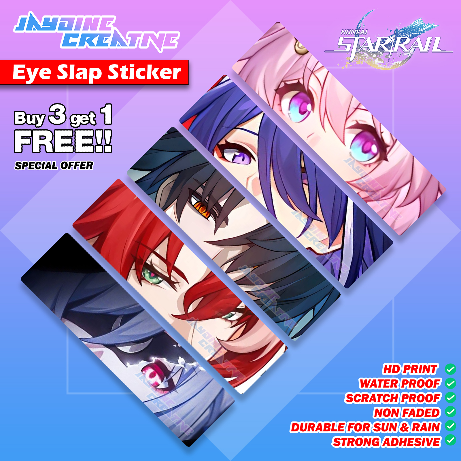 BUY 3 GET 1 - Star Rail - Eye Slap Sticker Indoor Outdoor Vinyl Sticker ...
