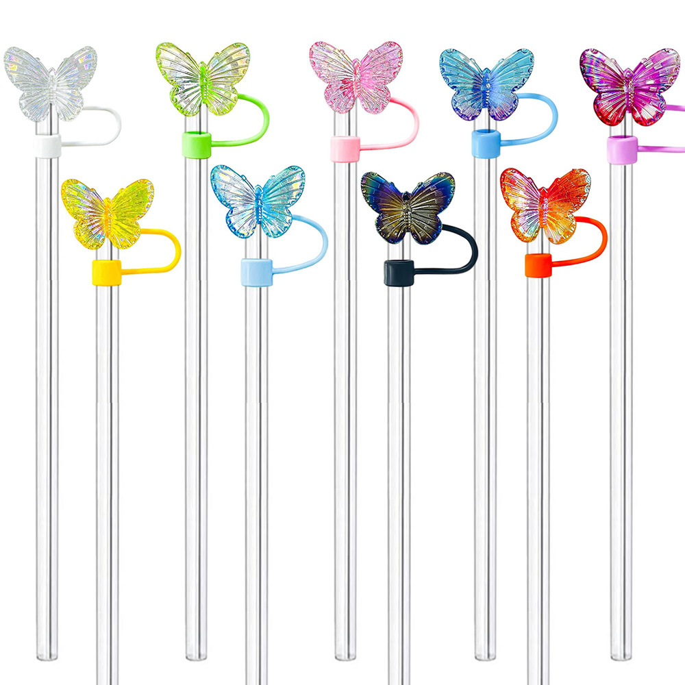 Straw Cover Butterfly Straw Cover Reusable Silicone Straw Head Cover ...