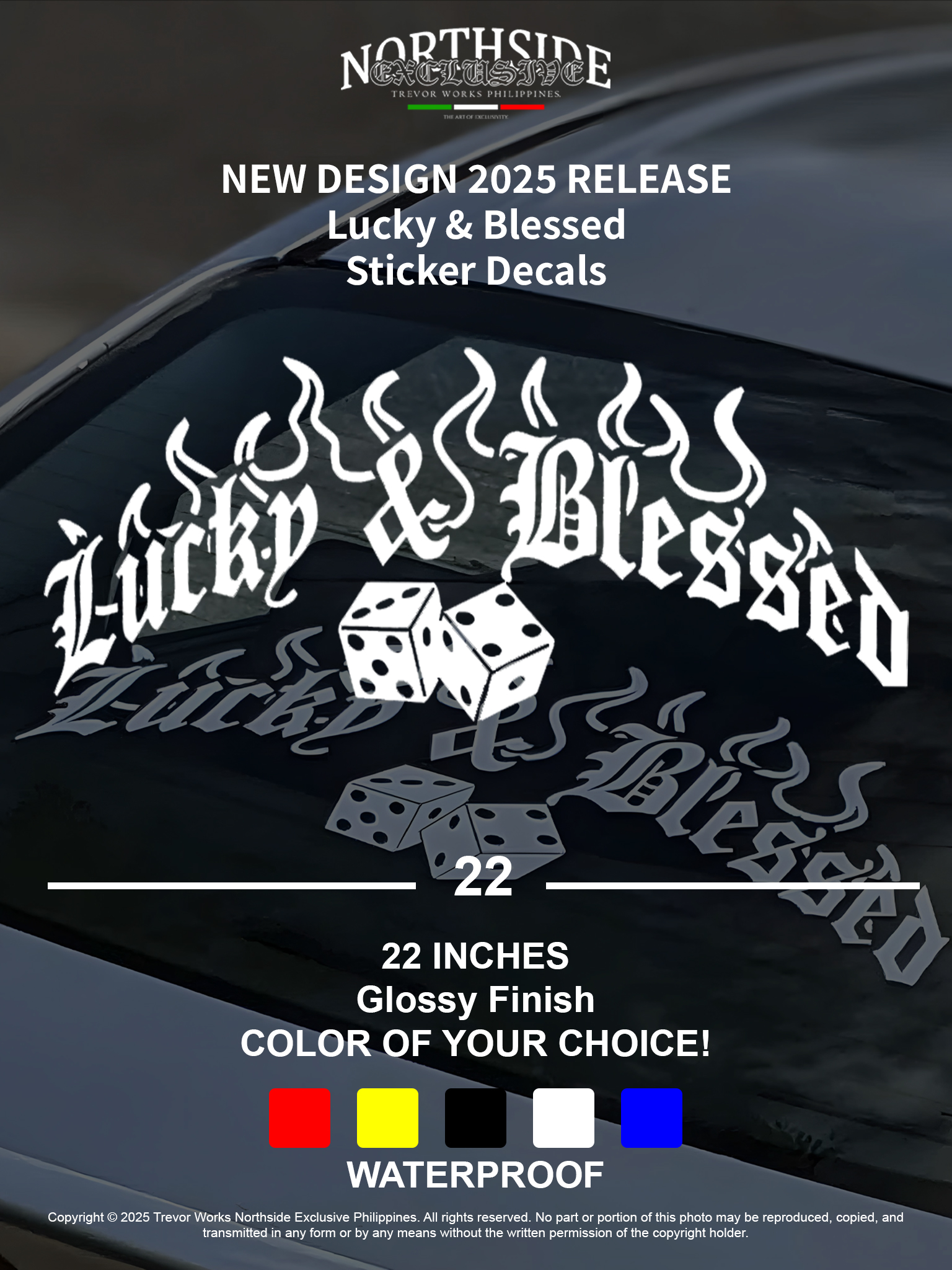 Lucky & Blessed Dice Design Decals Sticker for Car Windshield ...