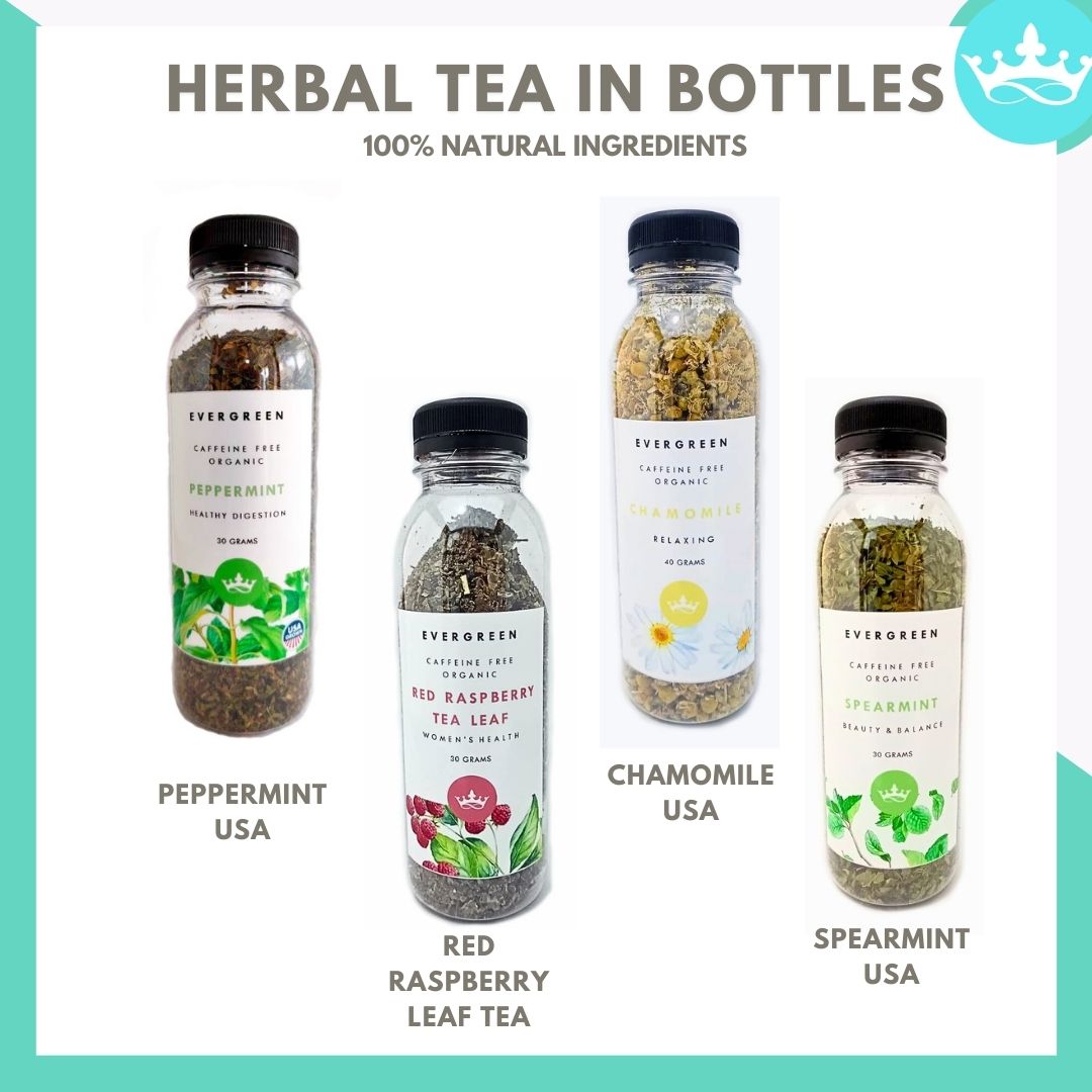 Organic Tea in Bottles | Spearmint, Red Raspberry Leaf, Chamomile, Mint ...
