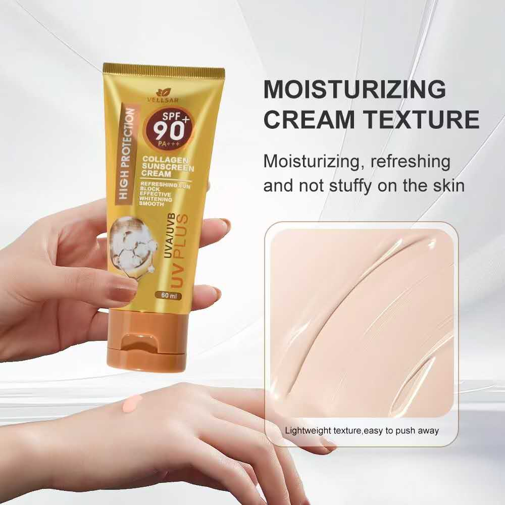 collagen Sunscreen Cream SPF 90+ Sunblock Lotion Refreshing Sun Block ...