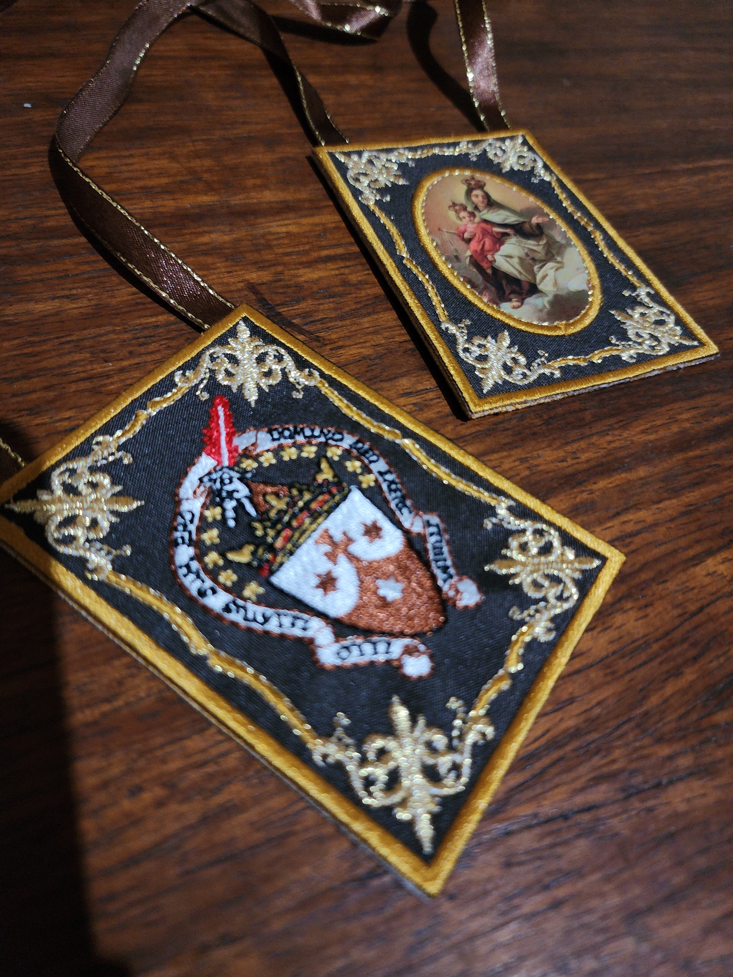 Premium GOLD Brown Scapular of Our Lady of Mount Carmel Order of ...