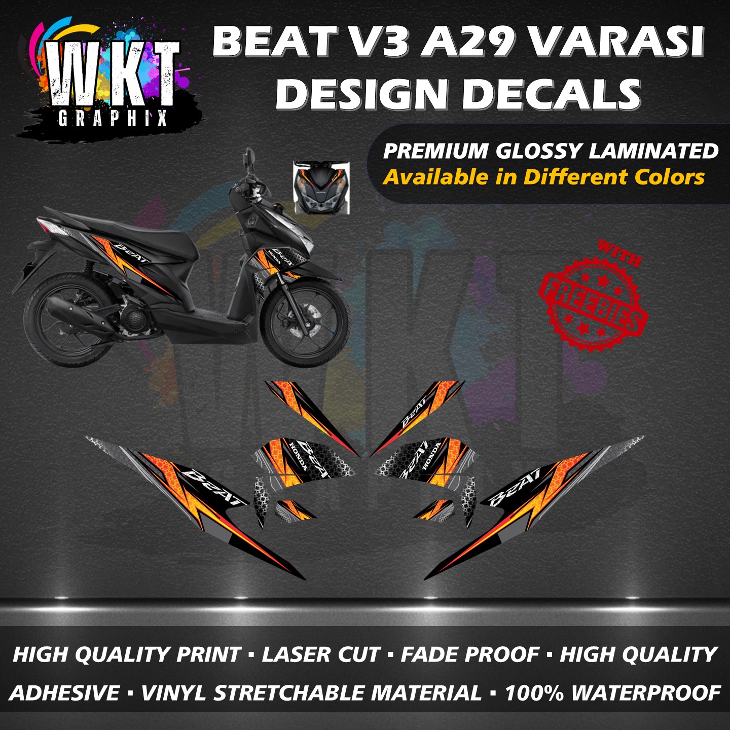 HONDA BEAT V3 A29 VARASI DESIGN DECALS STICKER (WATERPROOF, LAMINATED ...