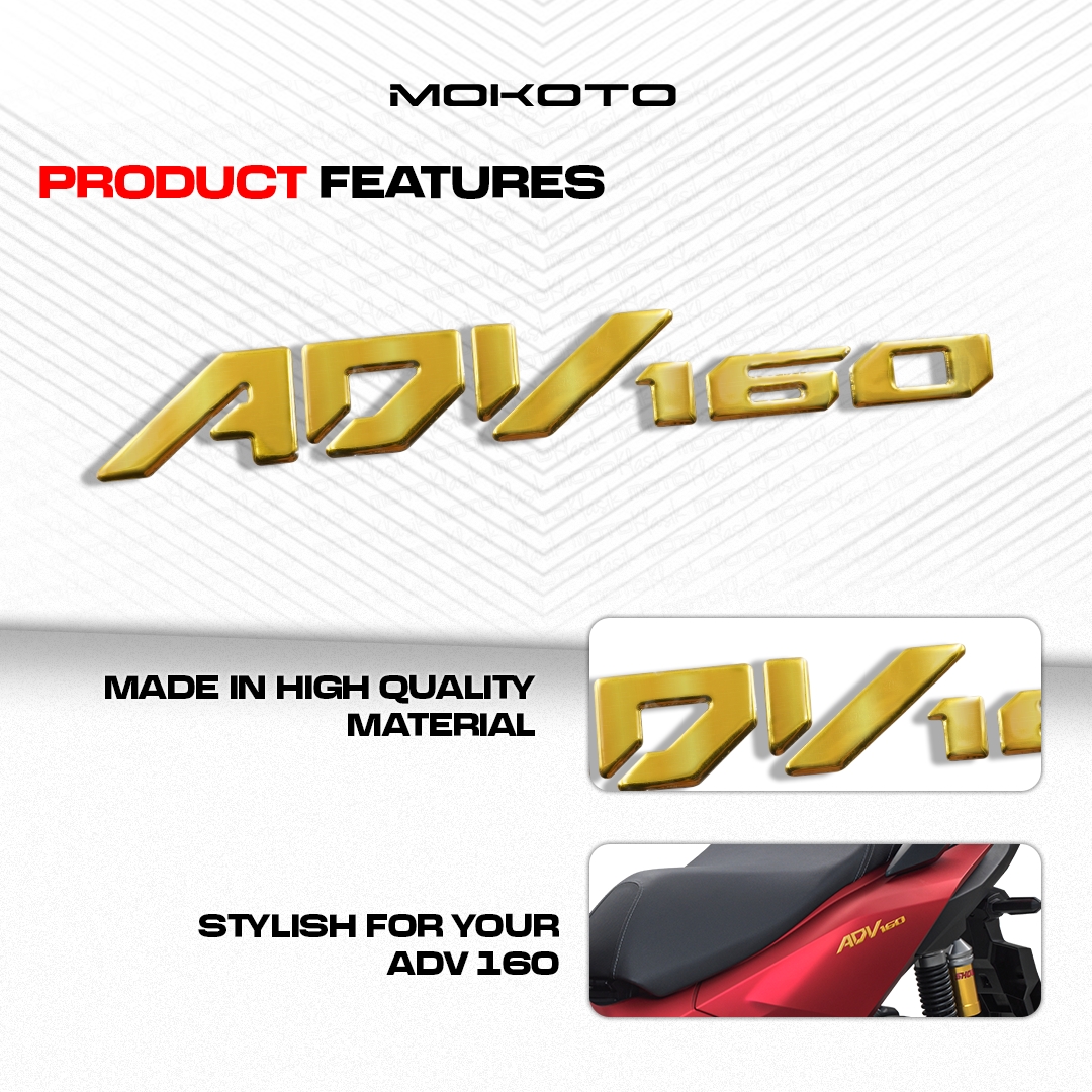 MOKOTO ADV 160 STICKER EMBLEM GOLD MKT- 11583 EMBOSSED 3D STICKER LOGO ...