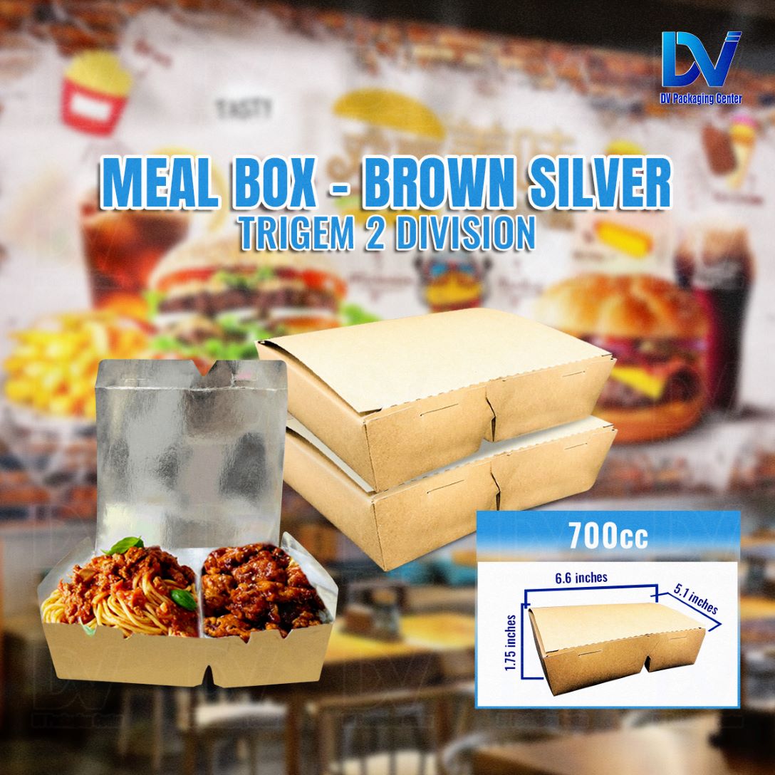 Trigem Lunch Box-2 w/ division 700cc Brown Silver - (1 Pack x 50pcs ...