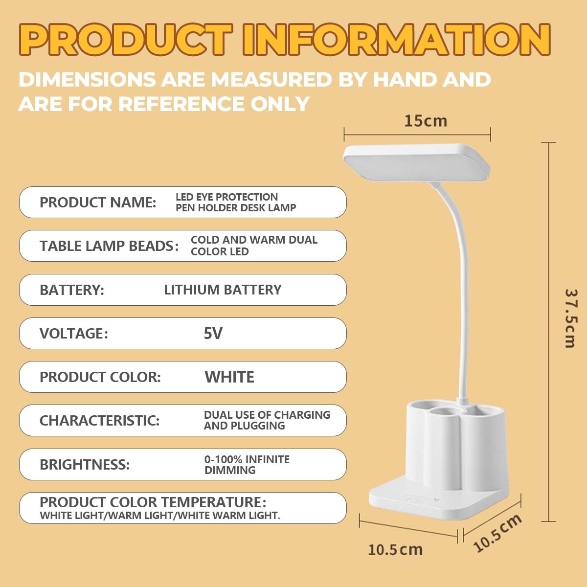 LED Rechargeable Desk Lamp Shade USB Study Light For Bedroom Flexible ...