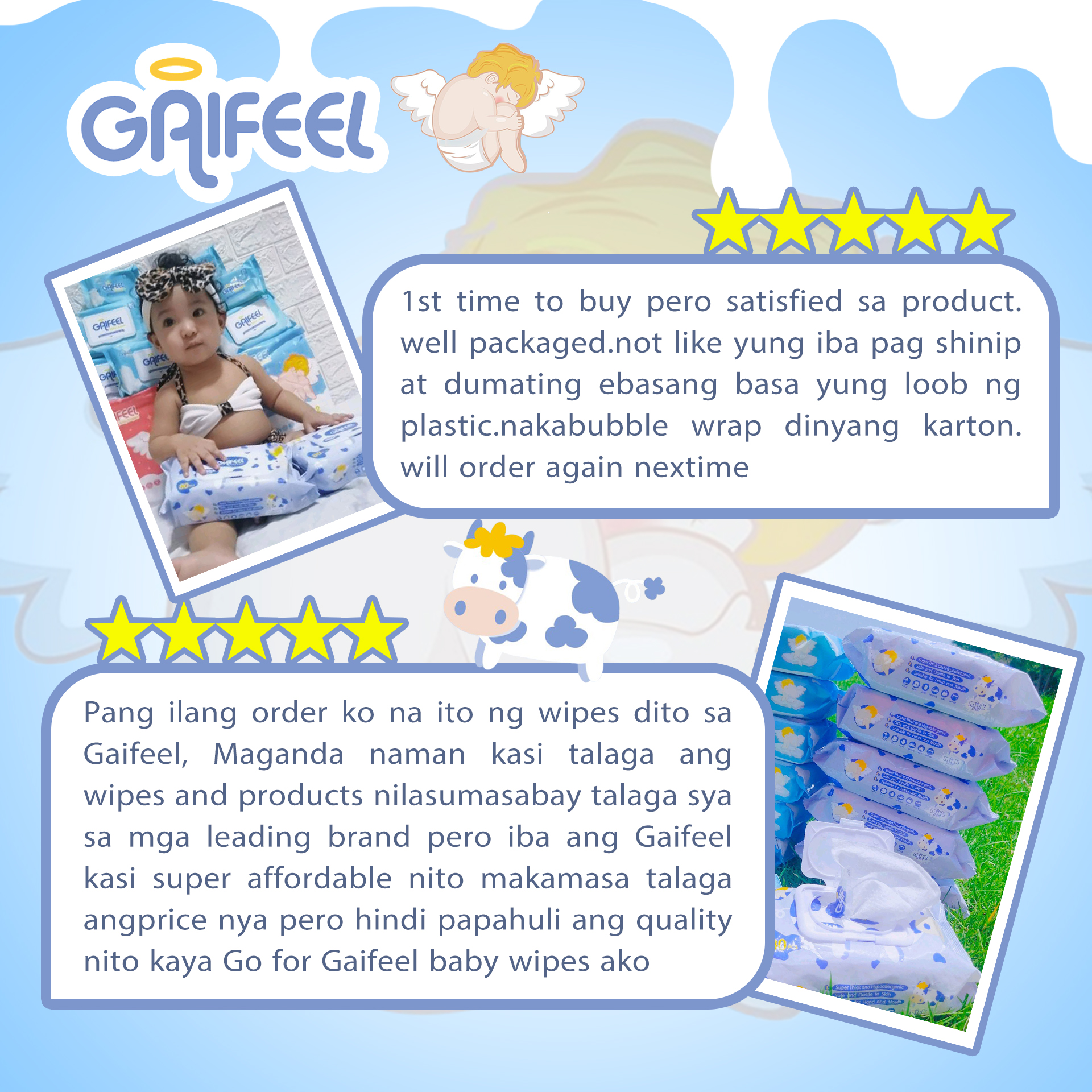 GAIFEEL 3 Packs x 80 Sheet No-Alcohol Gentle Baby Wipes Wet Tissue ...