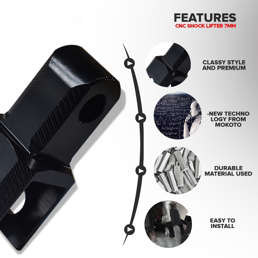 SHOCK LIFTER 7MM MOTO-ESL-8957 CNC ALLOY SHOCK EXTENSION FOR MOTORCYCLE ...