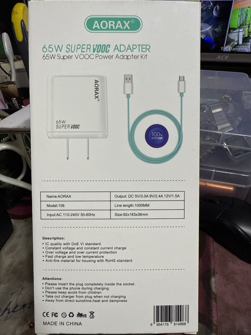 65W super VOOC ADOPTER AURAX MODEL: 106 super fast | Shopee Malaysia