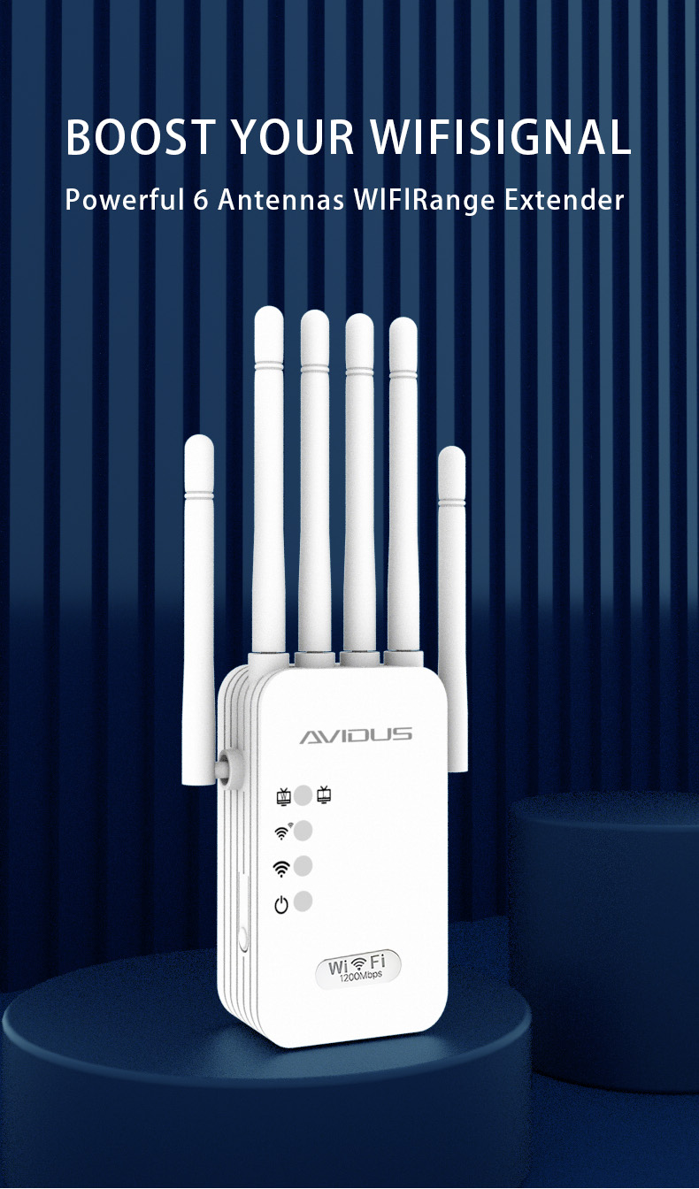 V380 PRO 1200Mbps 2.4G/5G 6 Antennas WiFi Repeater Wireless Internet ...